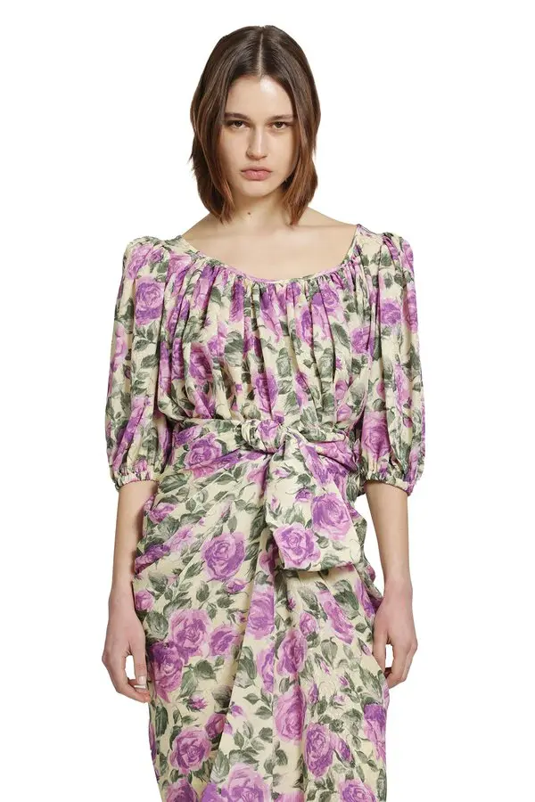 Chloé Puff Sleeve Cropped Top - [lowercase][,lowercase]